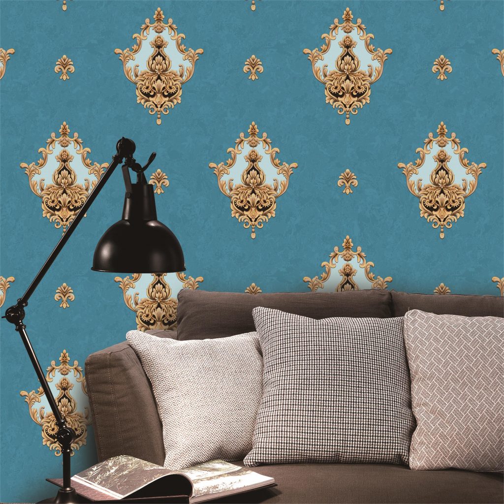 Gold edging pattern european wallpaper